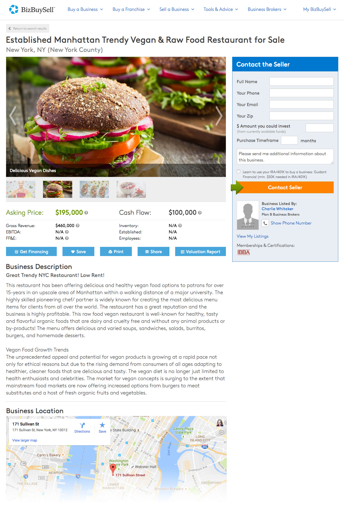 Sample Restaurant Listing