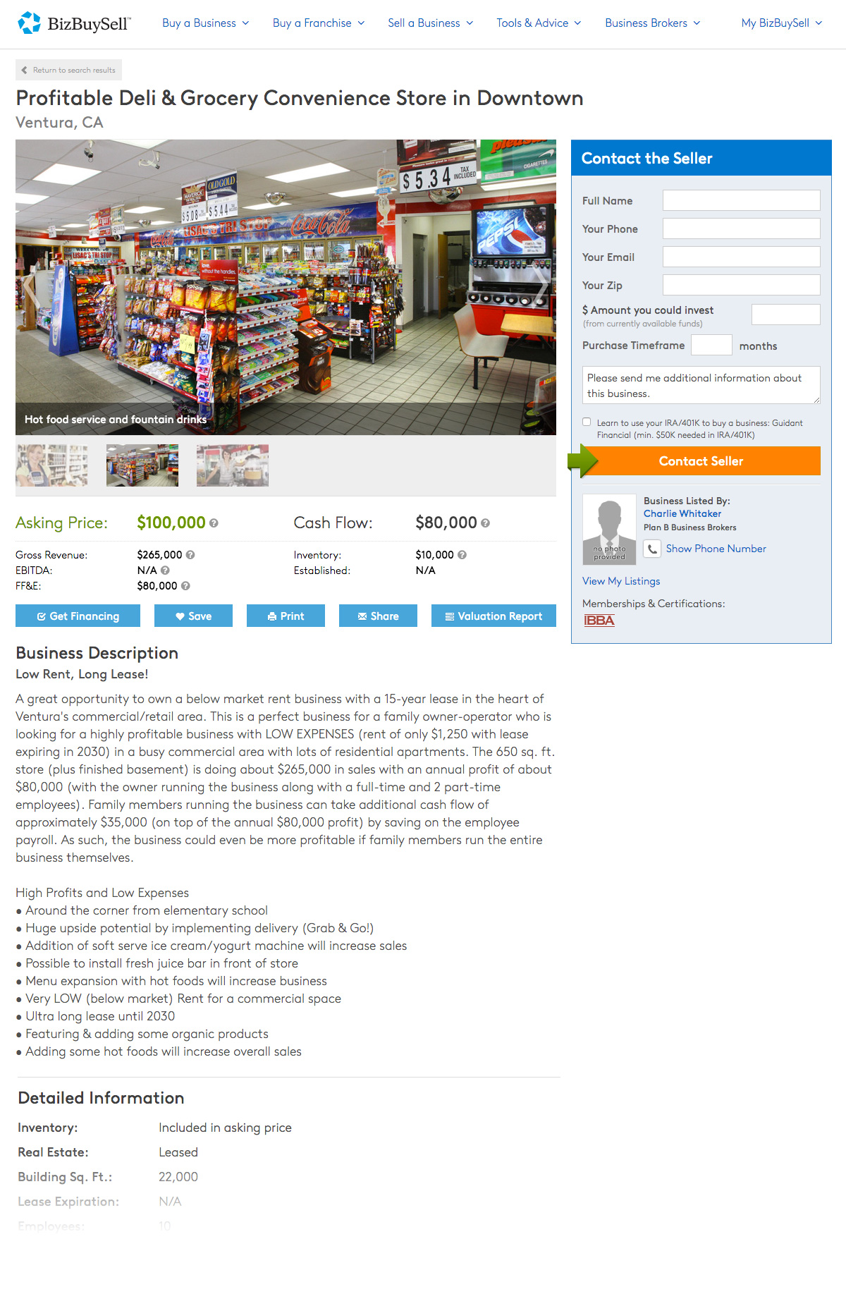 Sample Convenience Store Listing